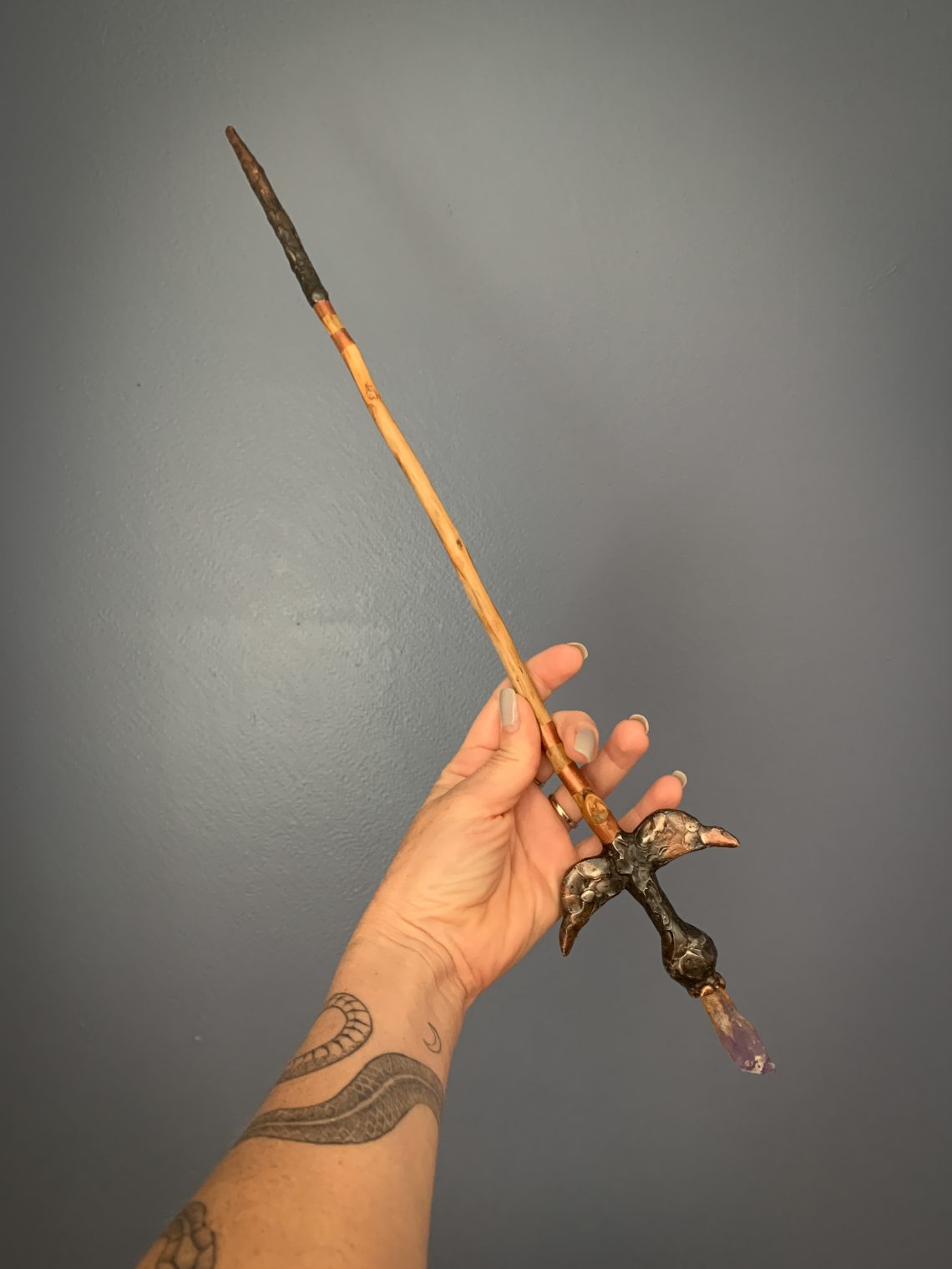 Maple wand with amethyst & tinned copper | STAR + SPLENDOR